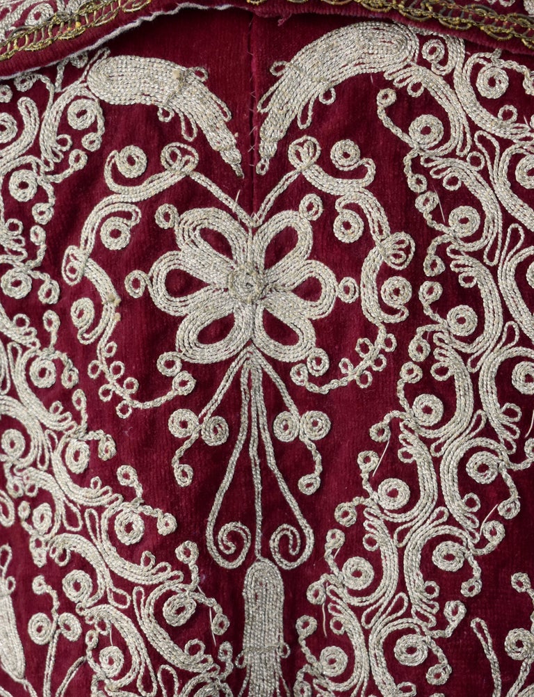 Ottoman Red Velvet /Silver Thread Braid Jacket For Sale at 1stDibs