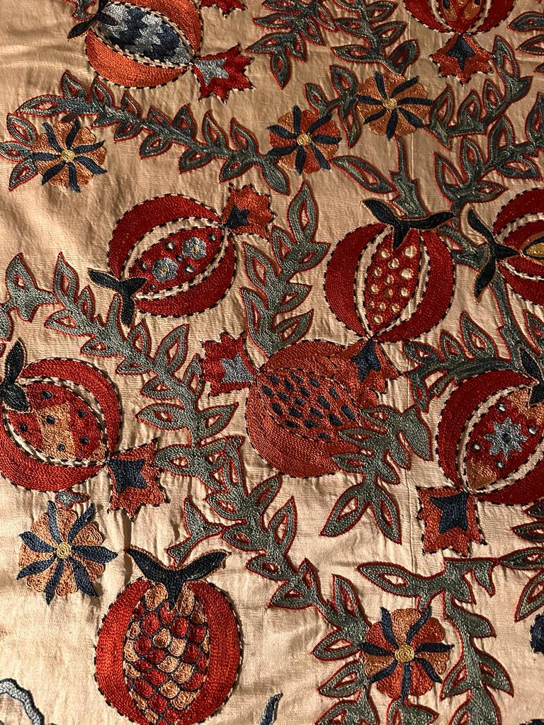 Ottoman Silk Sultan's Pomegranate Tree Hand Embroidered Suzani Tapestry ...