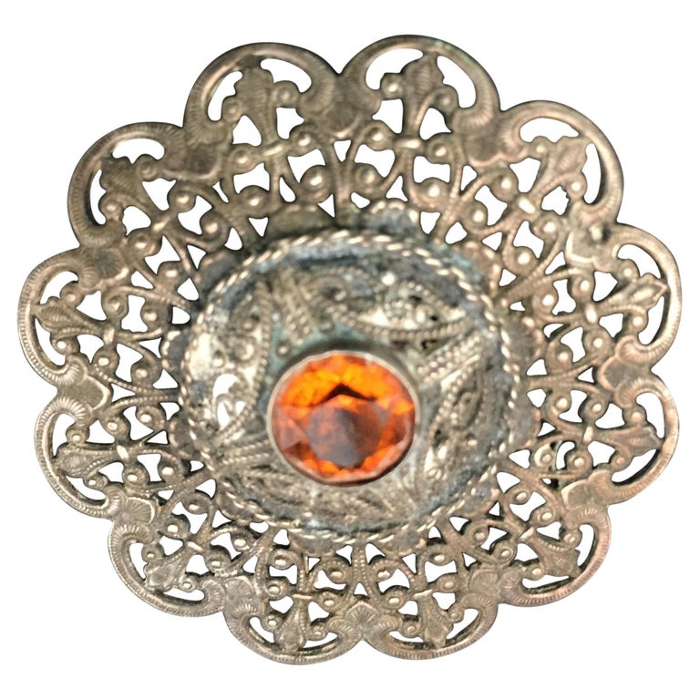 Ottoman Style Turkish Silver Brooch or Veil Pin with Moorish Filigree ...
