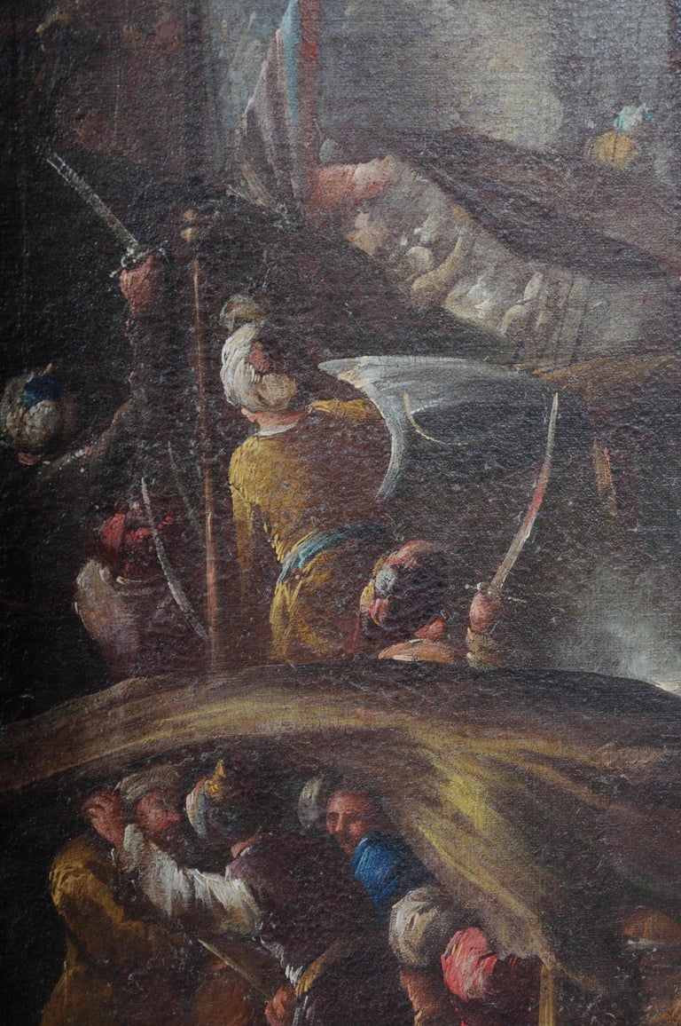Ottomans Oil Painting Battle Scene from 1740 For Sale at 1stDibs