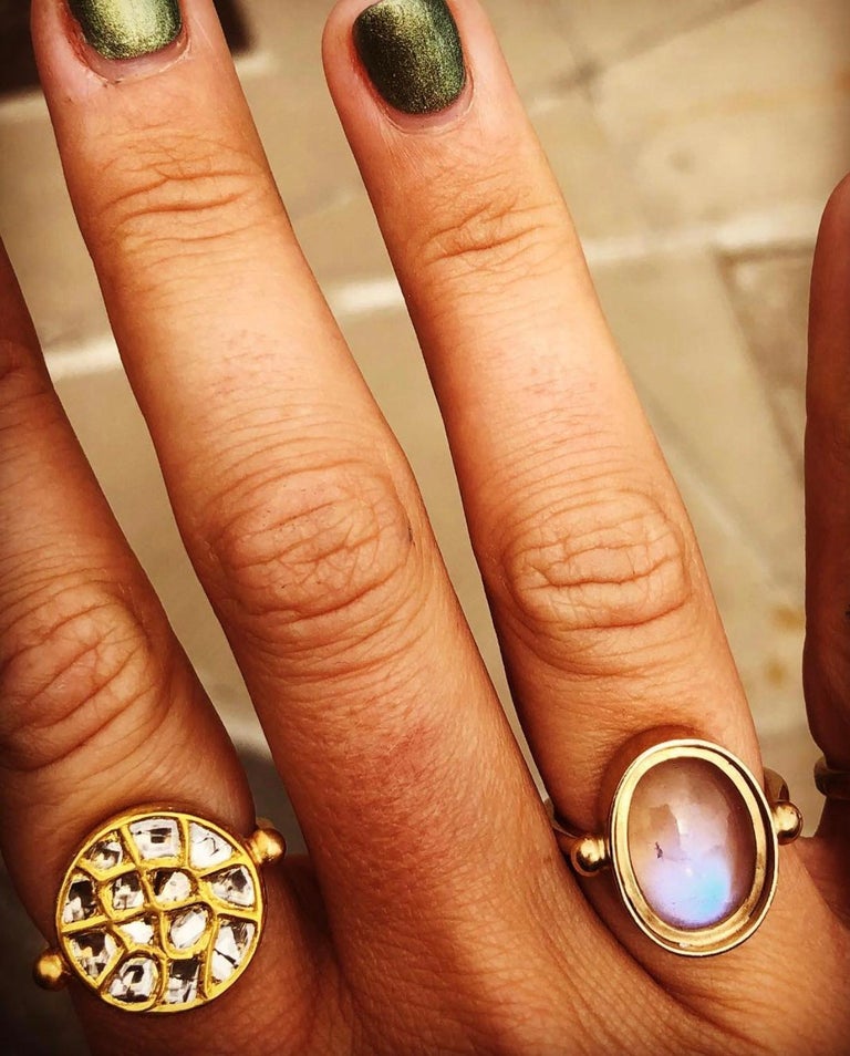 Ouroboros 18 and 24 Karat Gold, Diamond Kundan Set Sun Ring For Sale at ...