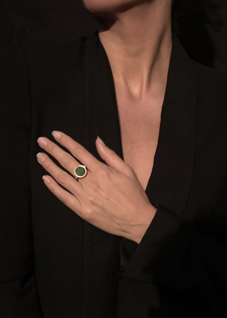 Ouroboros Green Jasper Ring set in Gold For Sale at 1stDibs