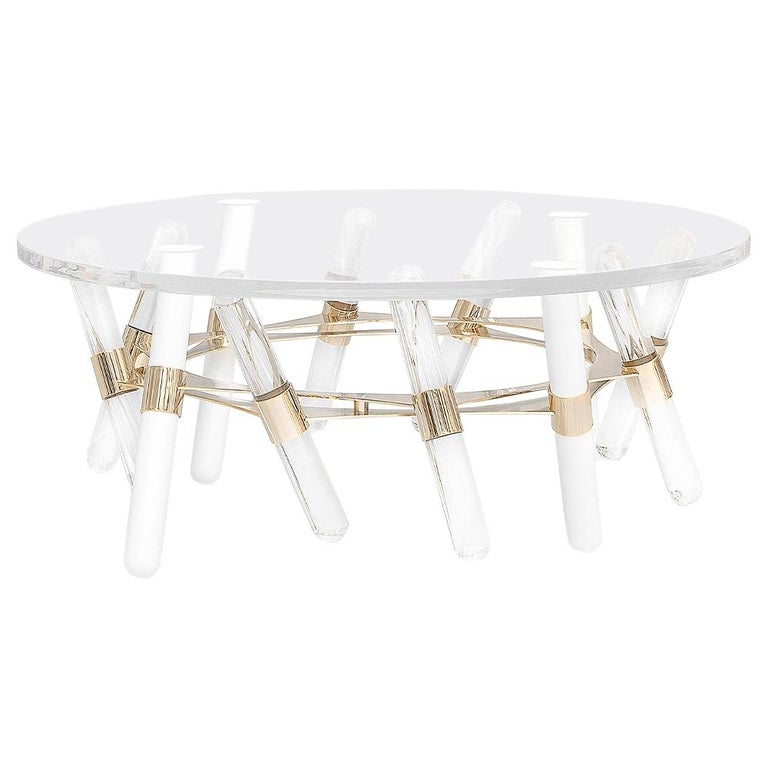 Clear Acrylic and Waterproof Stainless Steel Outdoor Centre Table For ...