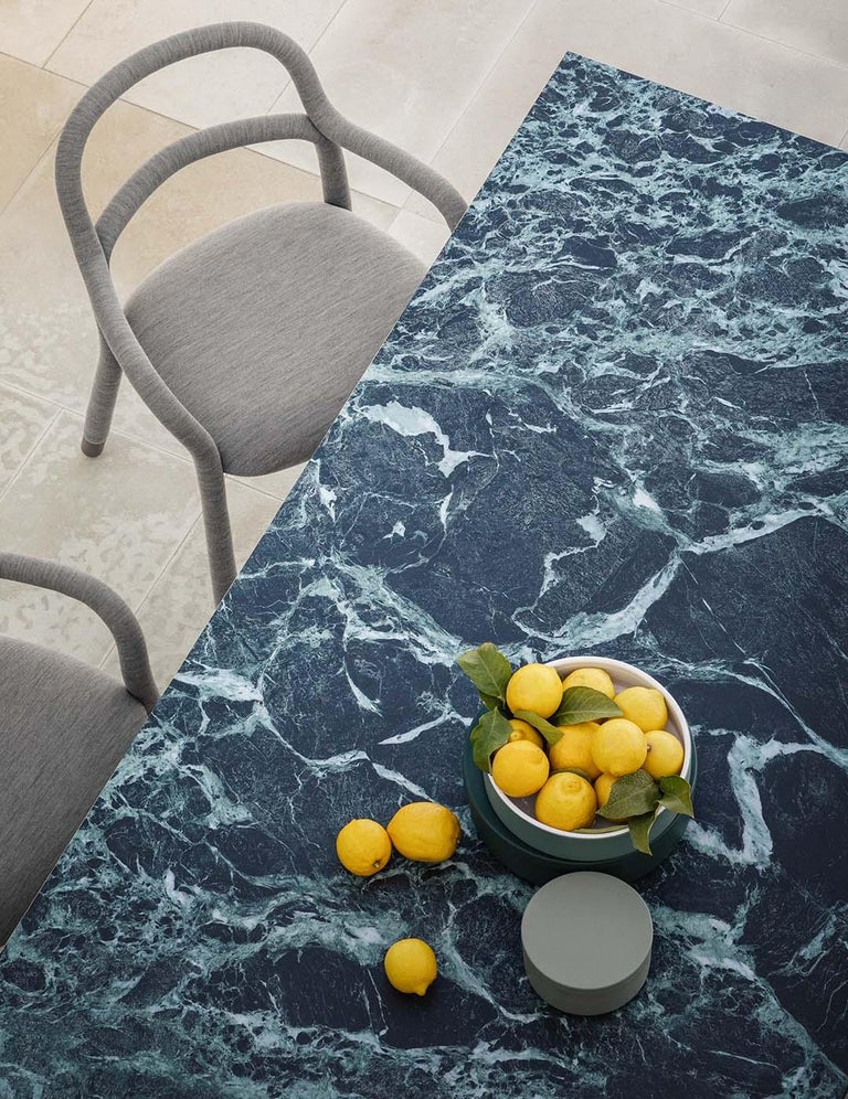 Outdoor Ceramic Dining Table, Matte Calacatta Finish For Sale at 1stDibs