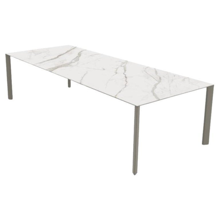 Outdoor Ceramic Dining Table, Matte Calacatta Finish For Sale at 1stDibs