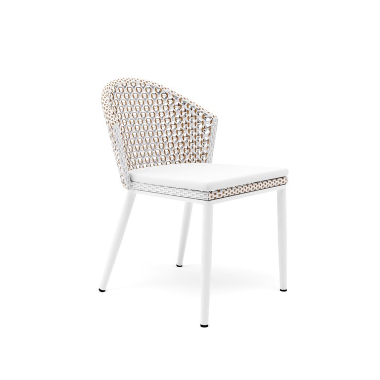 Outdoor Dining Chairs in Seashell Weather Resistant Wicker / Set of 6 ...