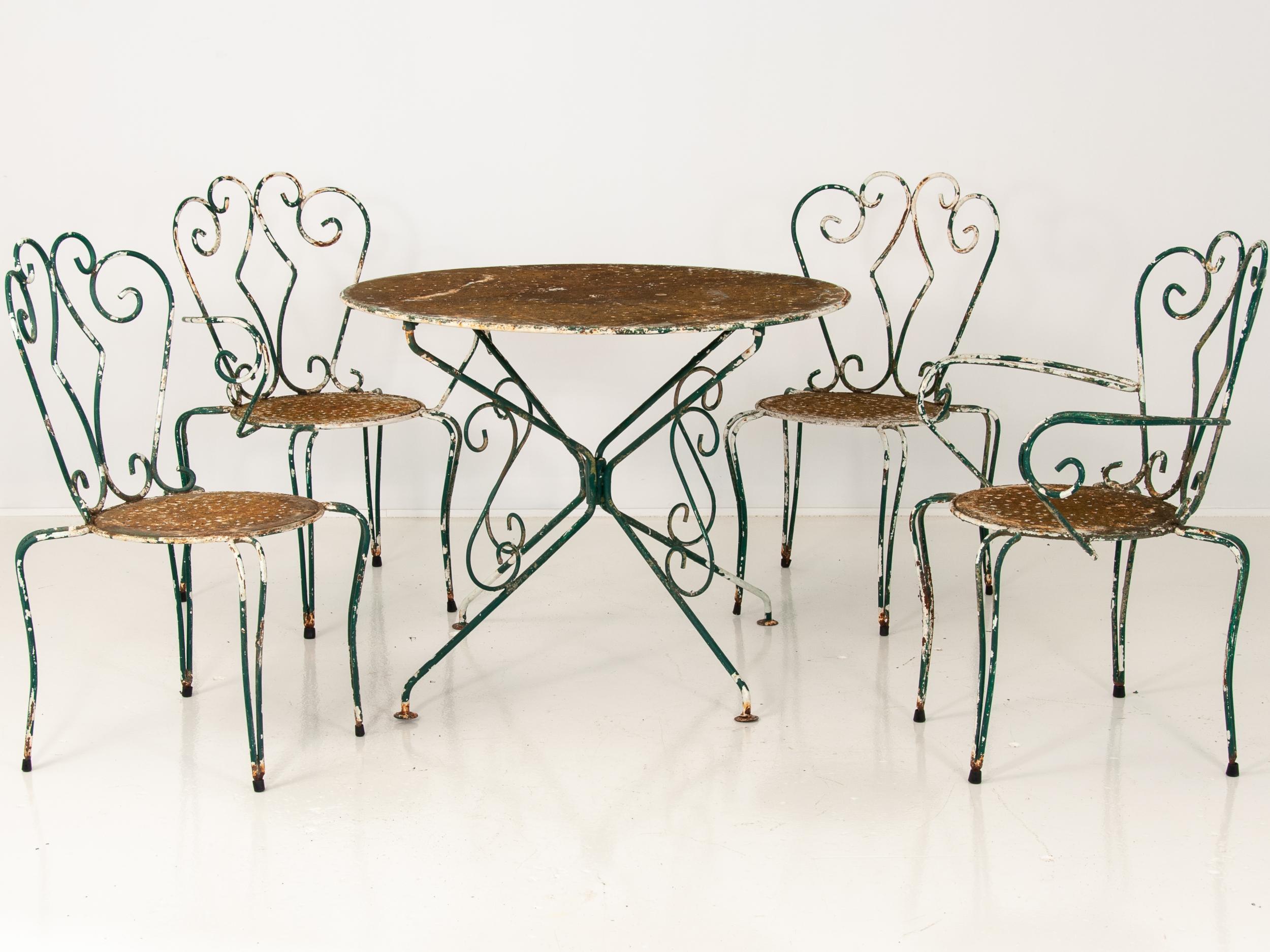 Outdoor Ironwork Dining Table Set at 1stDibs