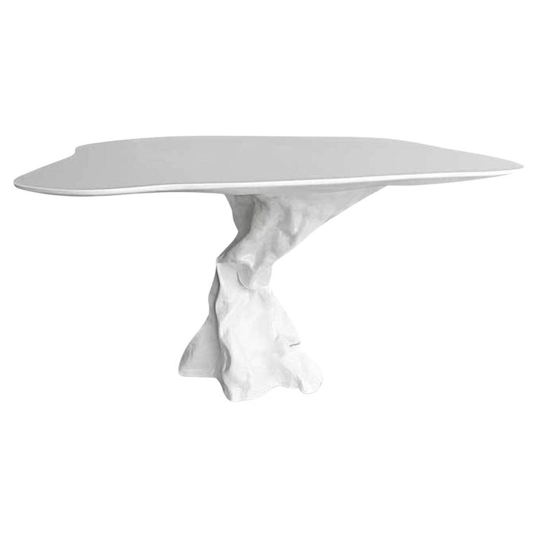 Outdoor Organic Shaped Dining Table in White Lacquer For Sale at 1stDibs
