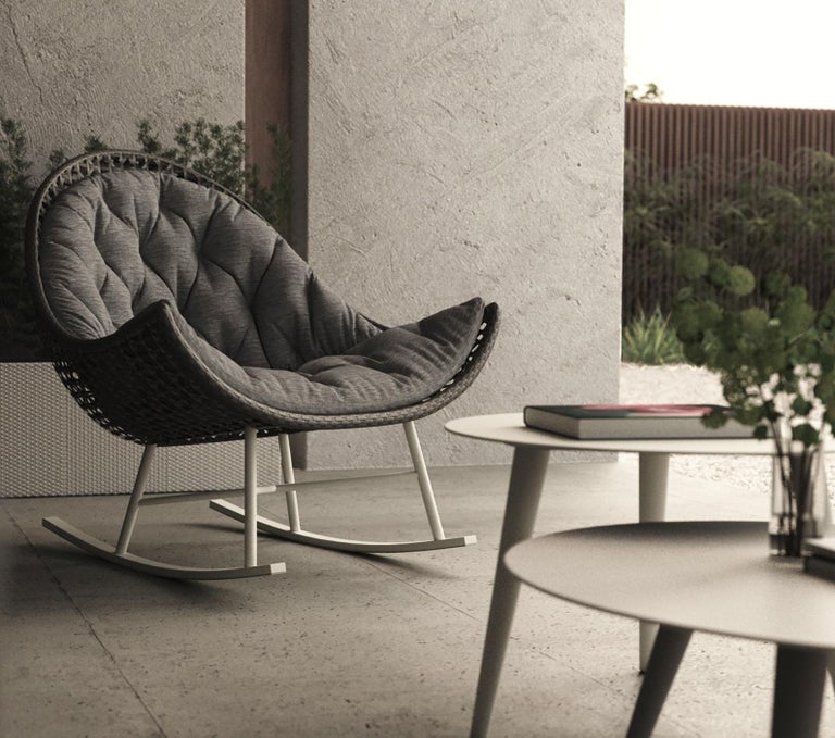 Outdoor Rocking Chair in Open Wicker Weave For Sale at 1stDibs