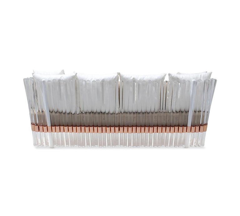 Outdoor Sofa Clear Copper Acrylic Stainless Steel Waterproof Fabric ...
