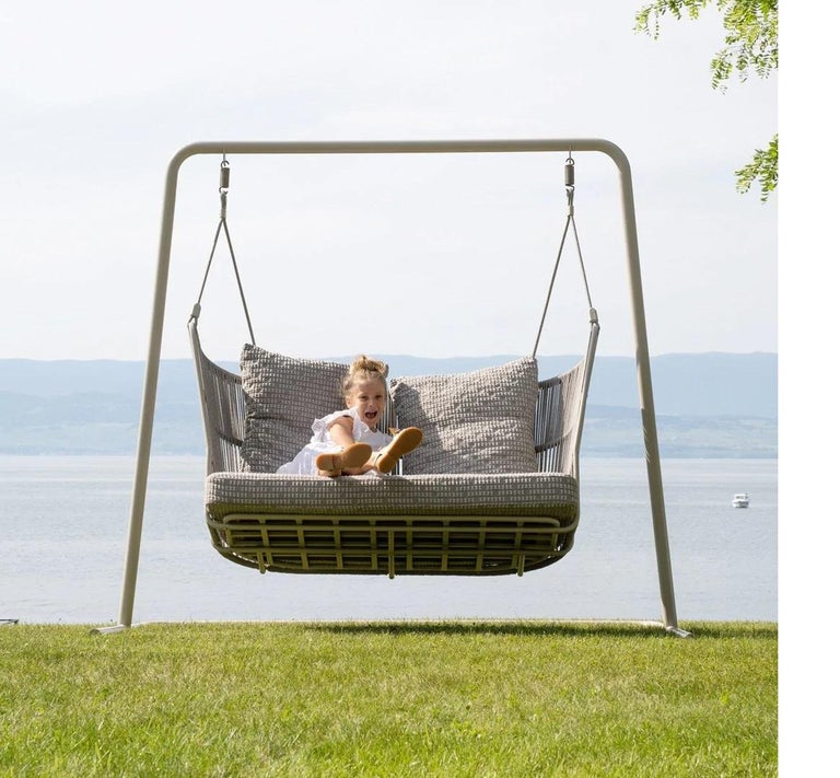 Outdoor Swinging Sofa with Custom Rope and Fabric Colors For Sale at ...