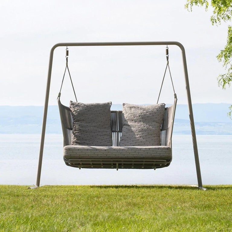 Outdoor Swinging Sofa with Custom Rope and Fabric Colors For Sale at ...