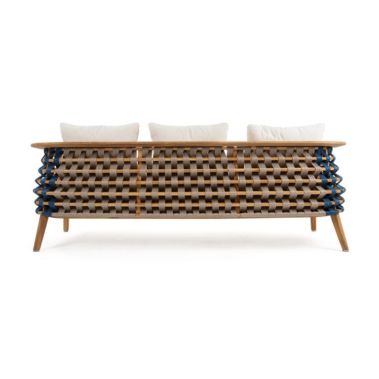 Outdoor Woven Rope Sofa in Solid Teak For Sale at 1stDibs