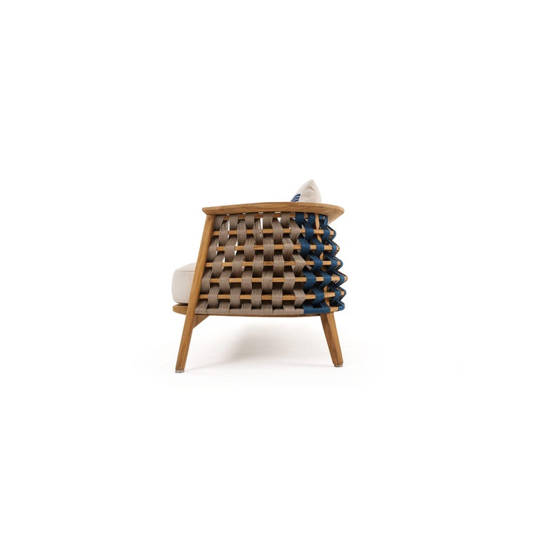 Outdoor Woven Rope Sofa in Solid Teak For Sale at 1stDibs