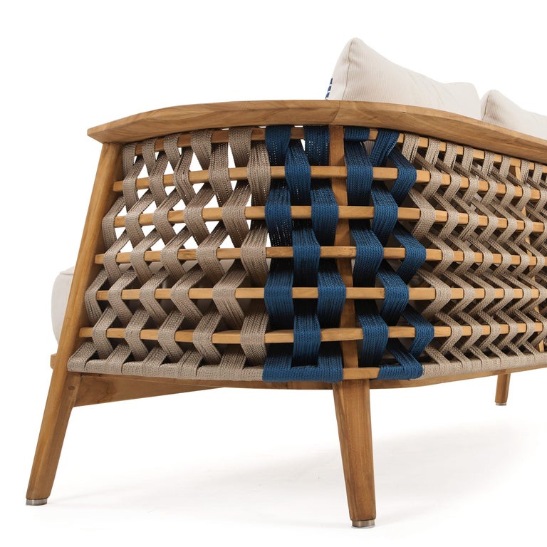 Outdoor Woven Rope Sofa in Solid Teak For Sale at 1stDibs