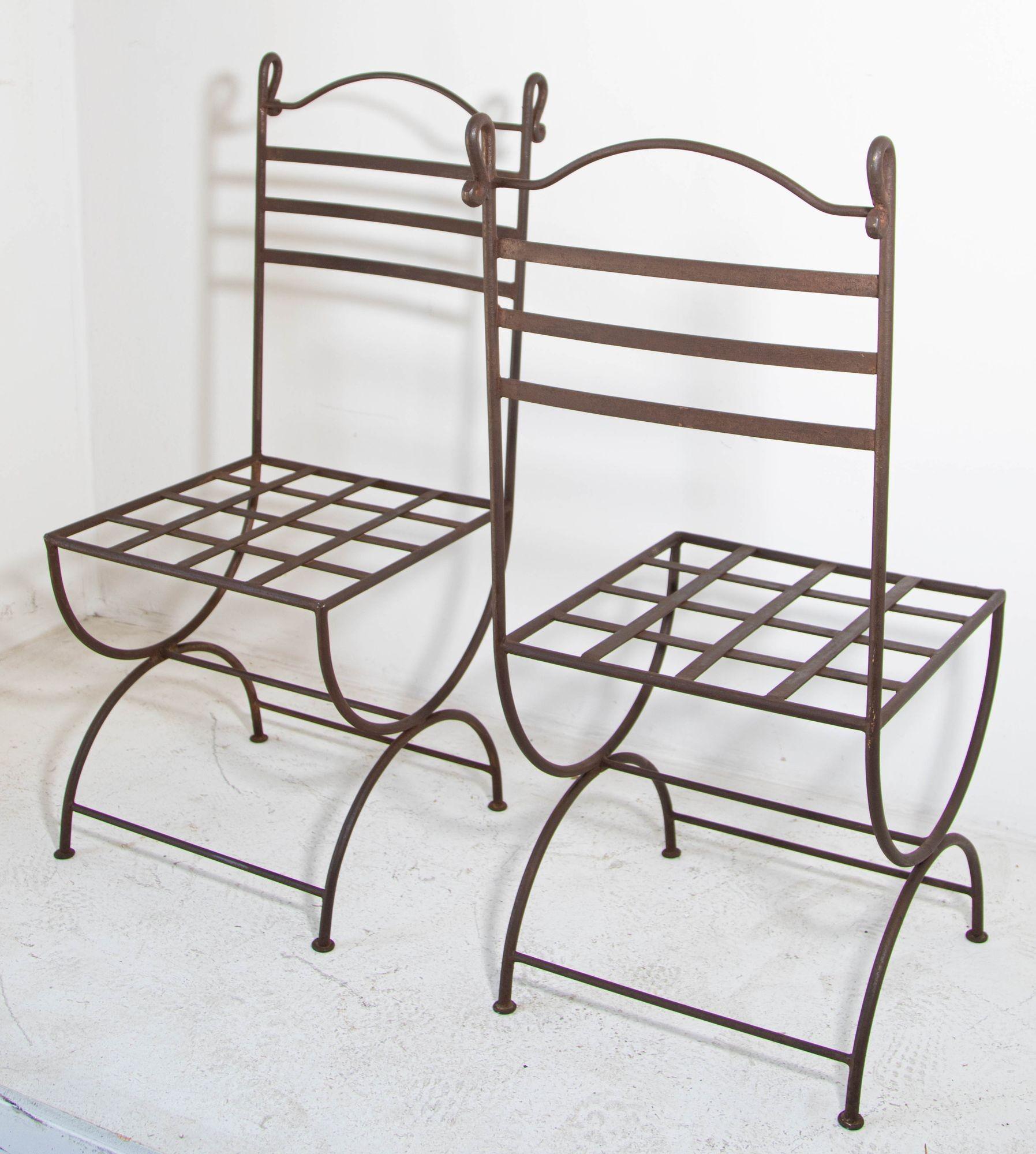 Outdoor Wrought-Iron Chairs French Provincial Style a Pair For Sale at ...