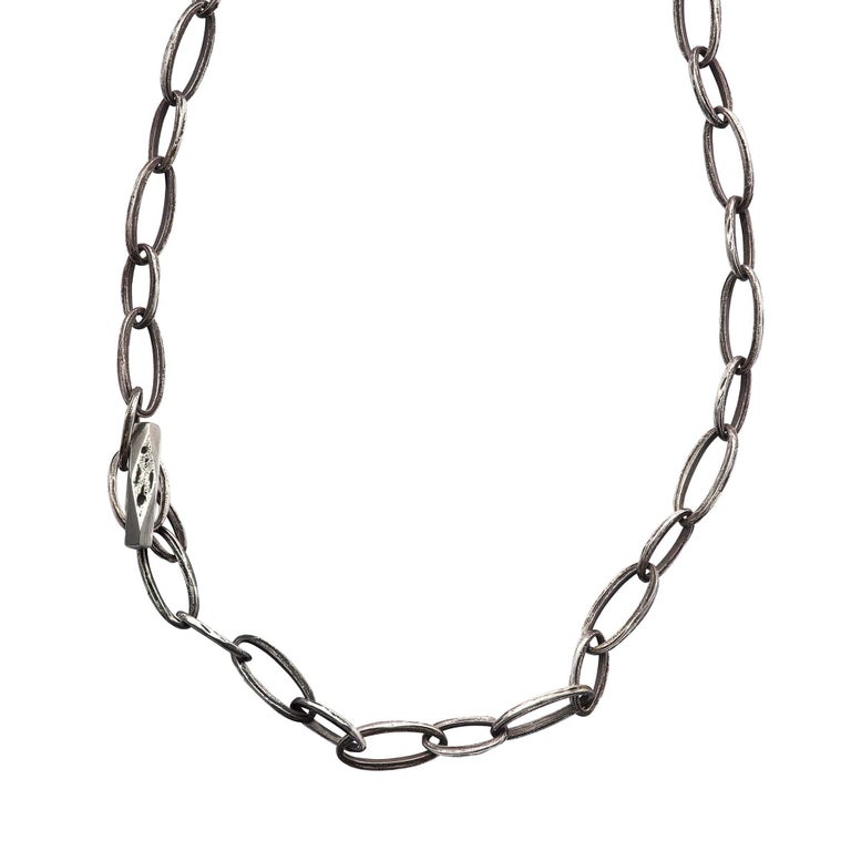 Outshine Toggle Handmade Oval Link Silver Chain Necklace For Sale at ...