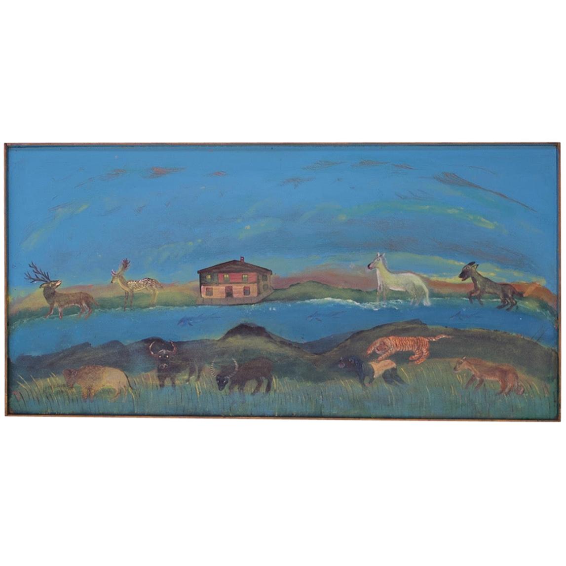 Large 1950's Abstract Oil on Masonite by Keith Finch at 1stDibs