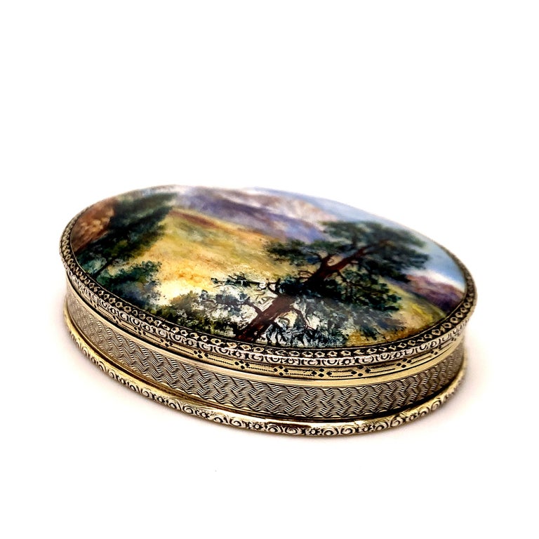 Antique Enamel Sterling Hinged Box For Sale at 1stDibs