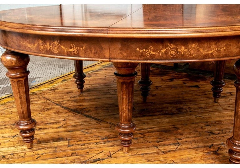 Outstanding Elaborate Antique Inlaid Burled Marquetry Dining Table For ...