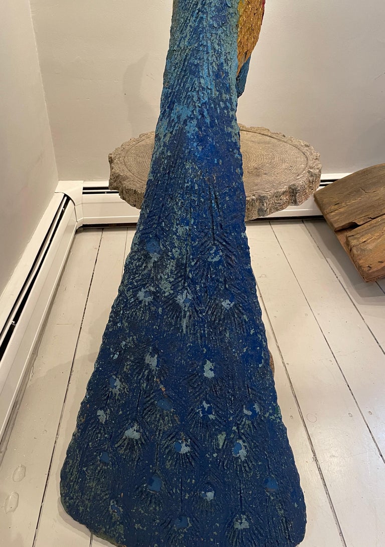Outstanding French "Art Populaire" Life-Sized Peacock on Faux Bois ...