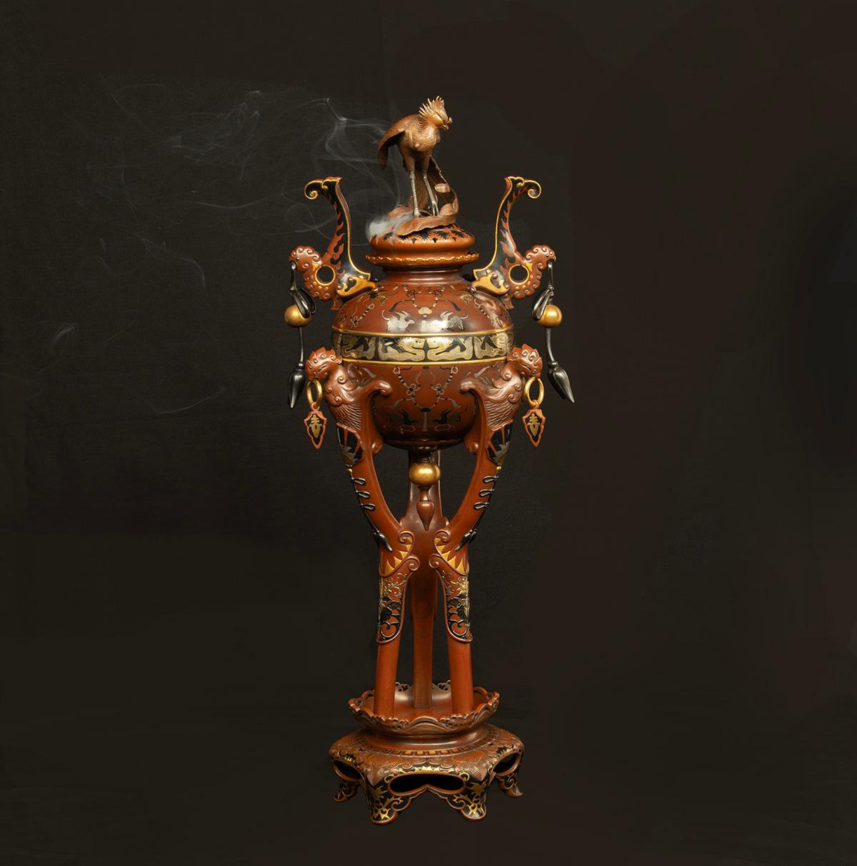 Outstanding Japanese Mixed Metal Incense Burner – Koro For Sale at 1stDibs