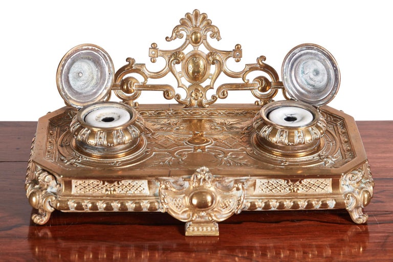 Outstanding Quality Antique French Cast-Brass Desk Set For Sale at 1stDibs