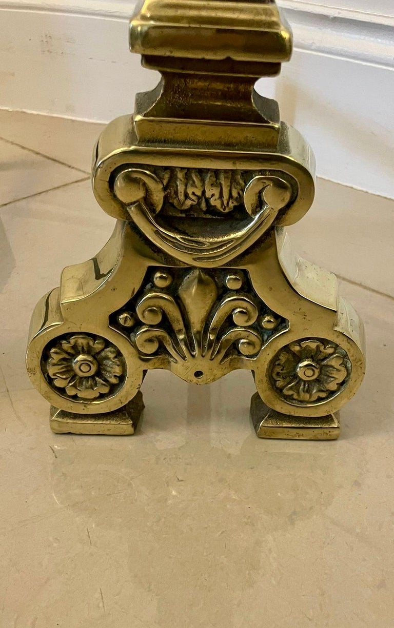 Outstanding Quality Antique Victorian Pair of Ornate Brass Fire Dogs ...