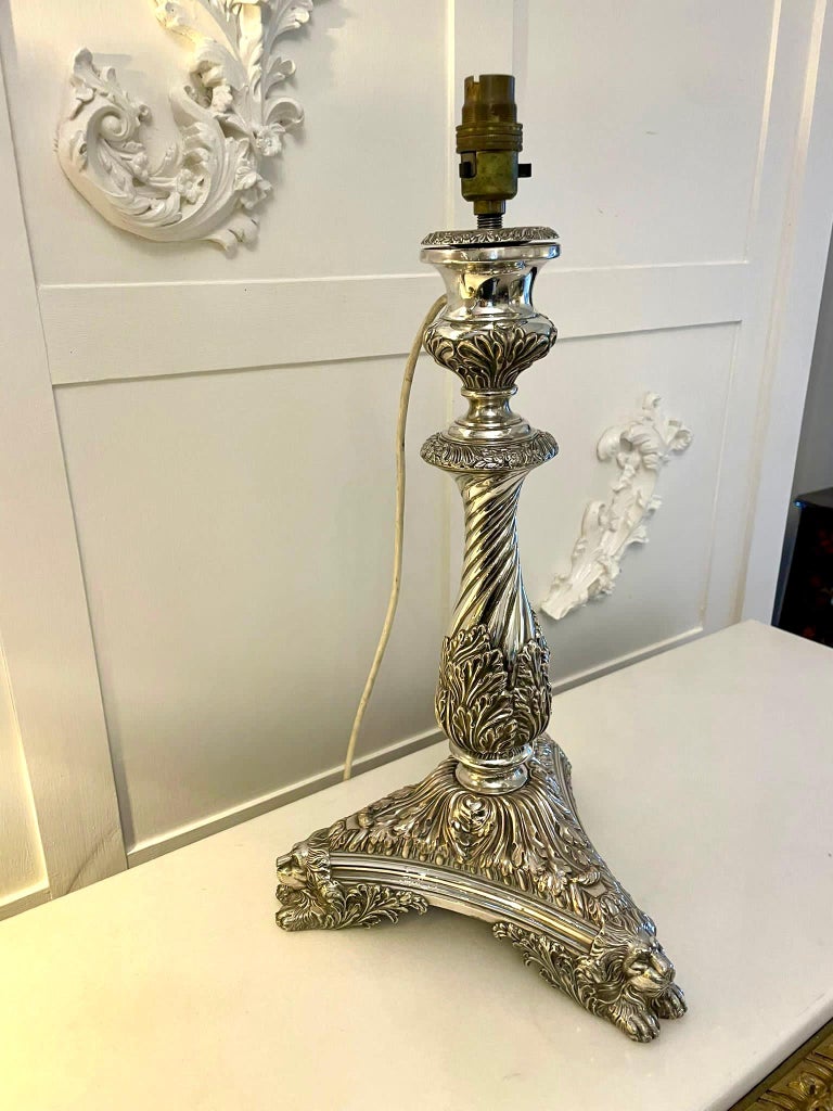 Outstanding Quality Antique Victorian Silver Plated Table Lamp For Sale ...
