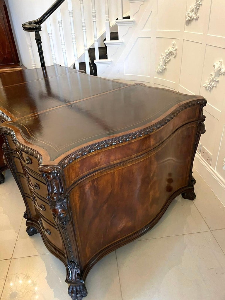 Outstanding Quality Large Antique Mahogany Serpentine Shaped Partners ...