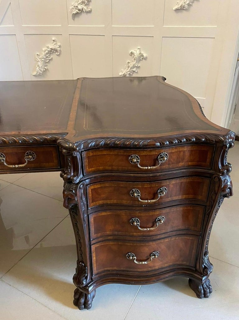 Outstanding Quality Large Antique Mahogany Serpentine Shaped Partners ...