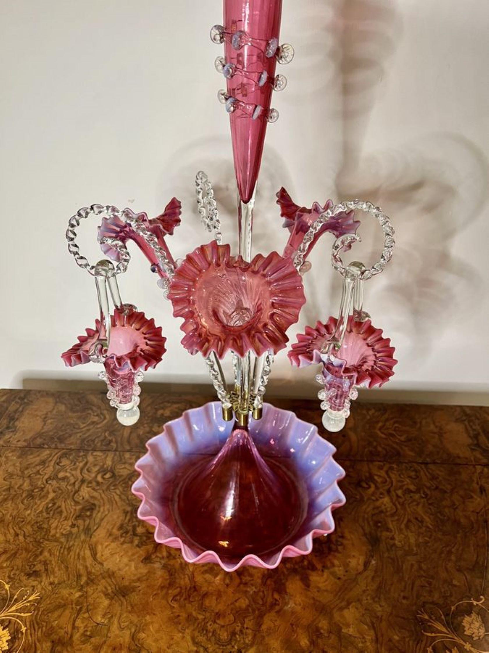 Outstanding quality large antique Victorian cranberry glass epergne For ...