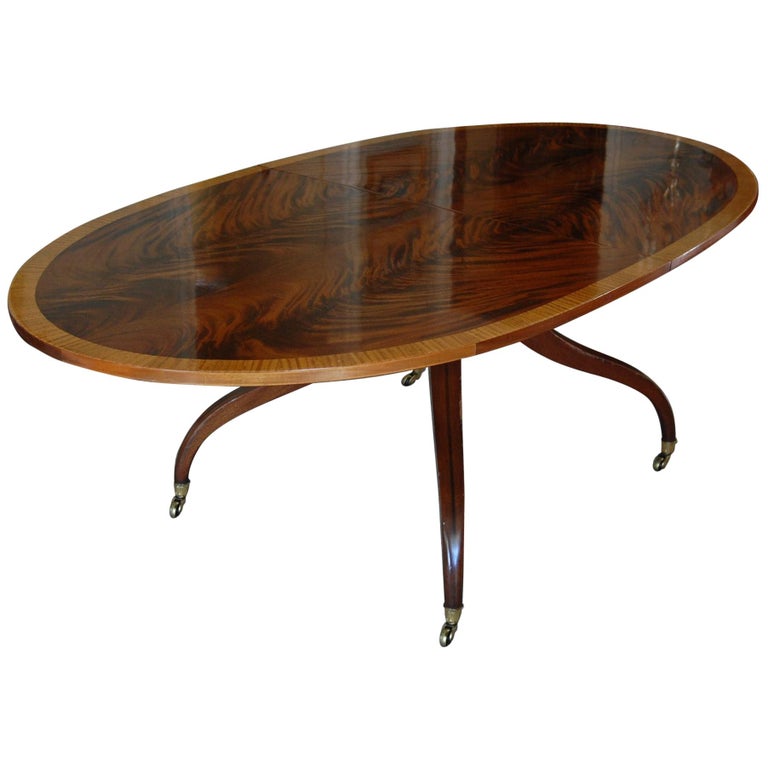 Oval 19th Century English Mahogany Dining Table on Spider Legs with One ...