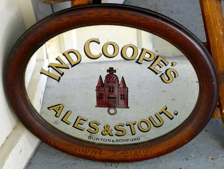 Oval Advertising Mirror, Pub Mirror for Ind Coope at 1stDibs