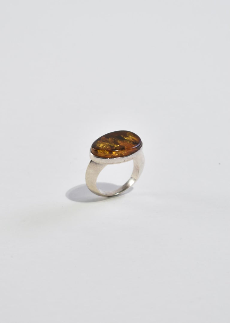 Oval Amber Ring For Sale at 1stDibs