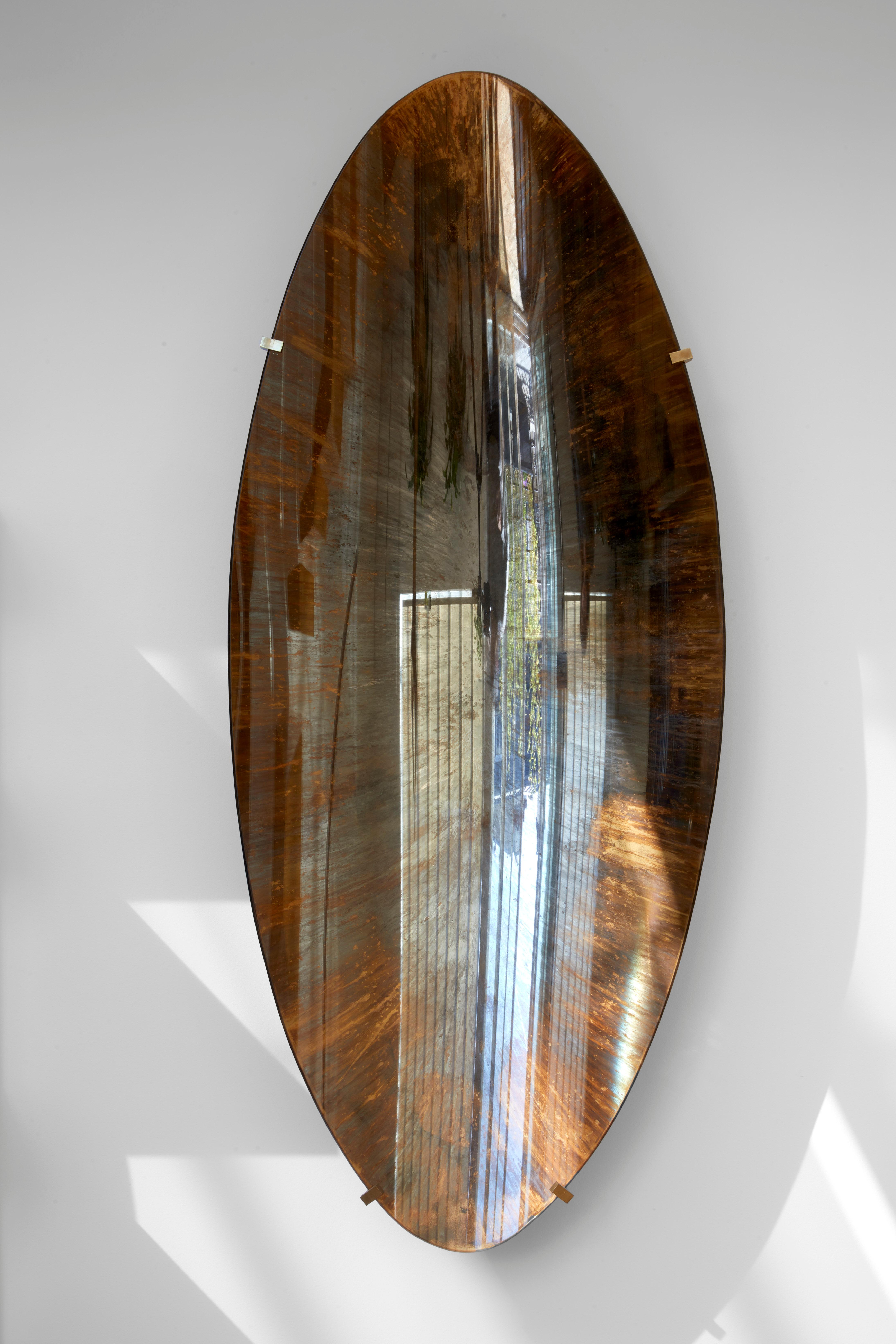 Oval and Concave Golden Oxidation Mirror by Christophe Gaignon at ...