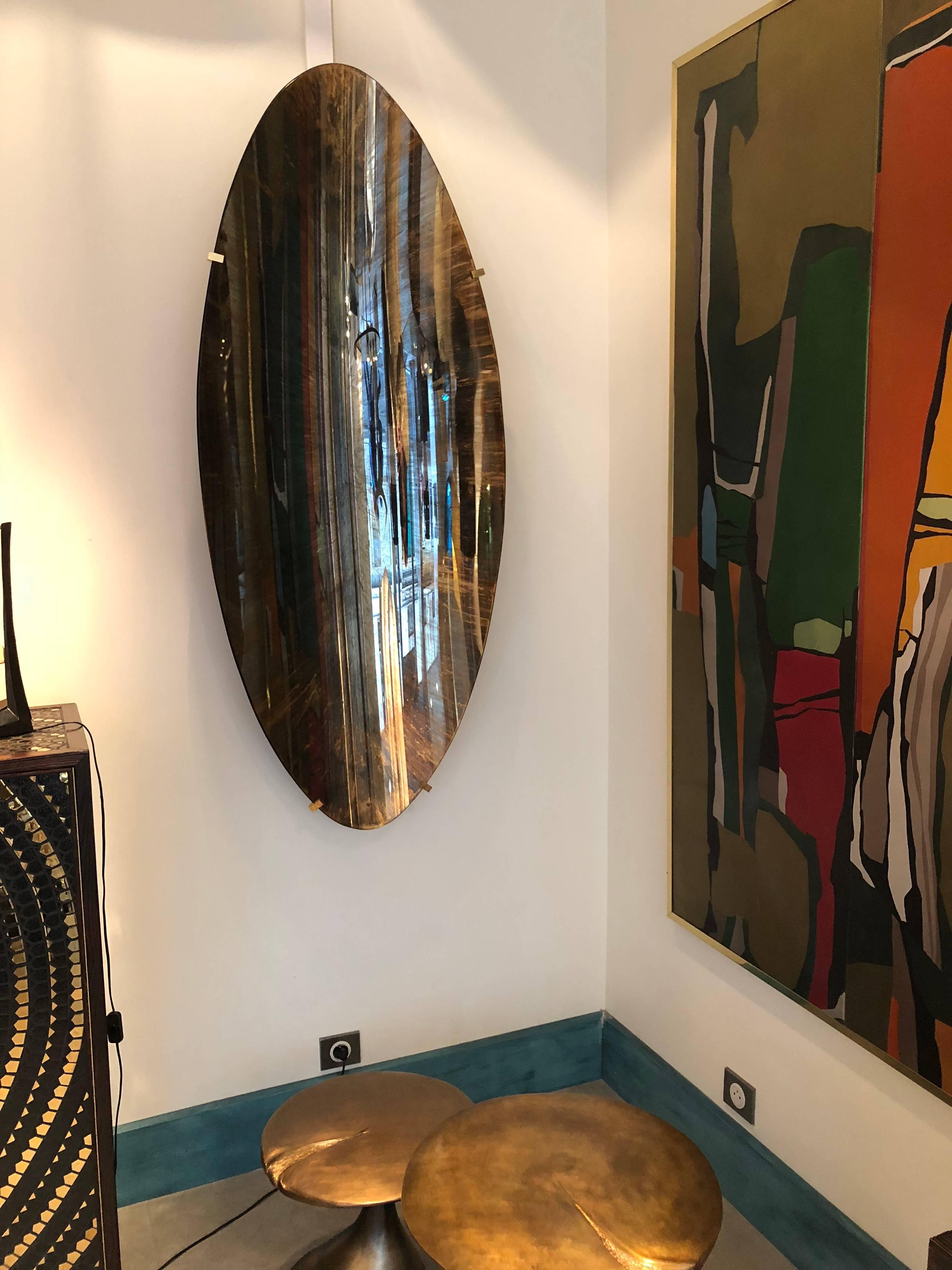 Oval and Concave Golden Oxidation Mirror by Christophe Gaignon at ...
