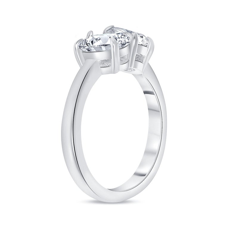 Customizable Oval and Round Cut Diamond Two Stone Engagement Ring 1.00 ...