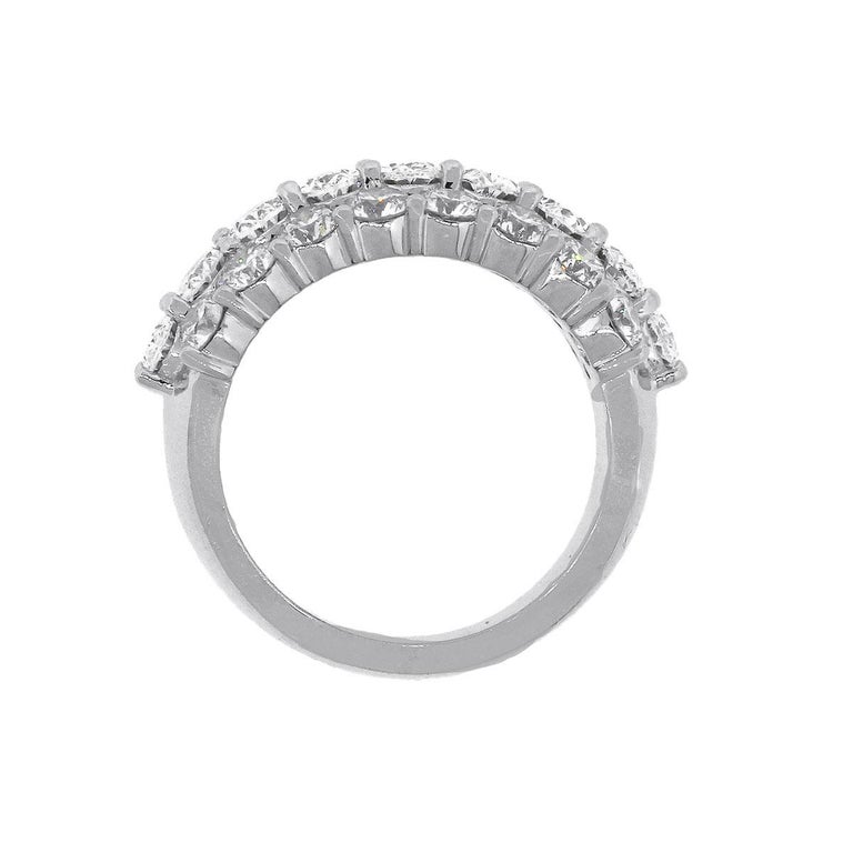 Oval and Round Diamond Three-Row Ring For Sale at 1stDibs