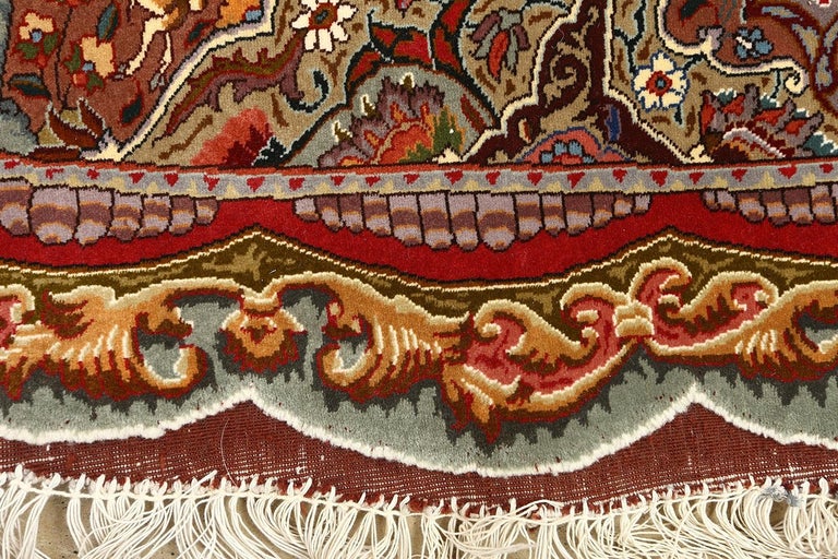 Oval Animal Motif Vintage Tabriz Persian Rug. Size: 9 ft 9 in x 13 ft 3 ...