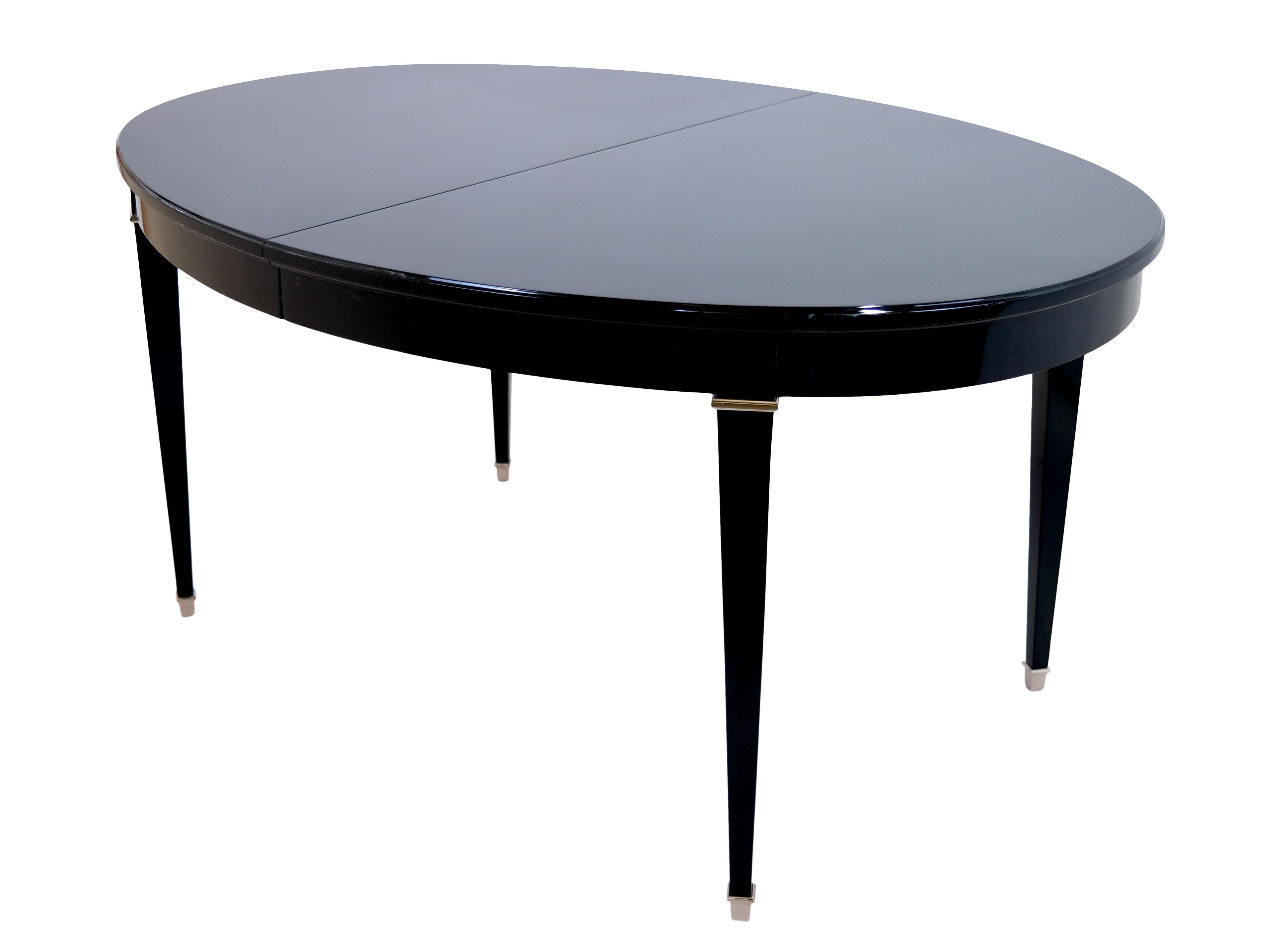 Oval Art Deco Dining Table in Black Lacquer from De Coene Frères ...