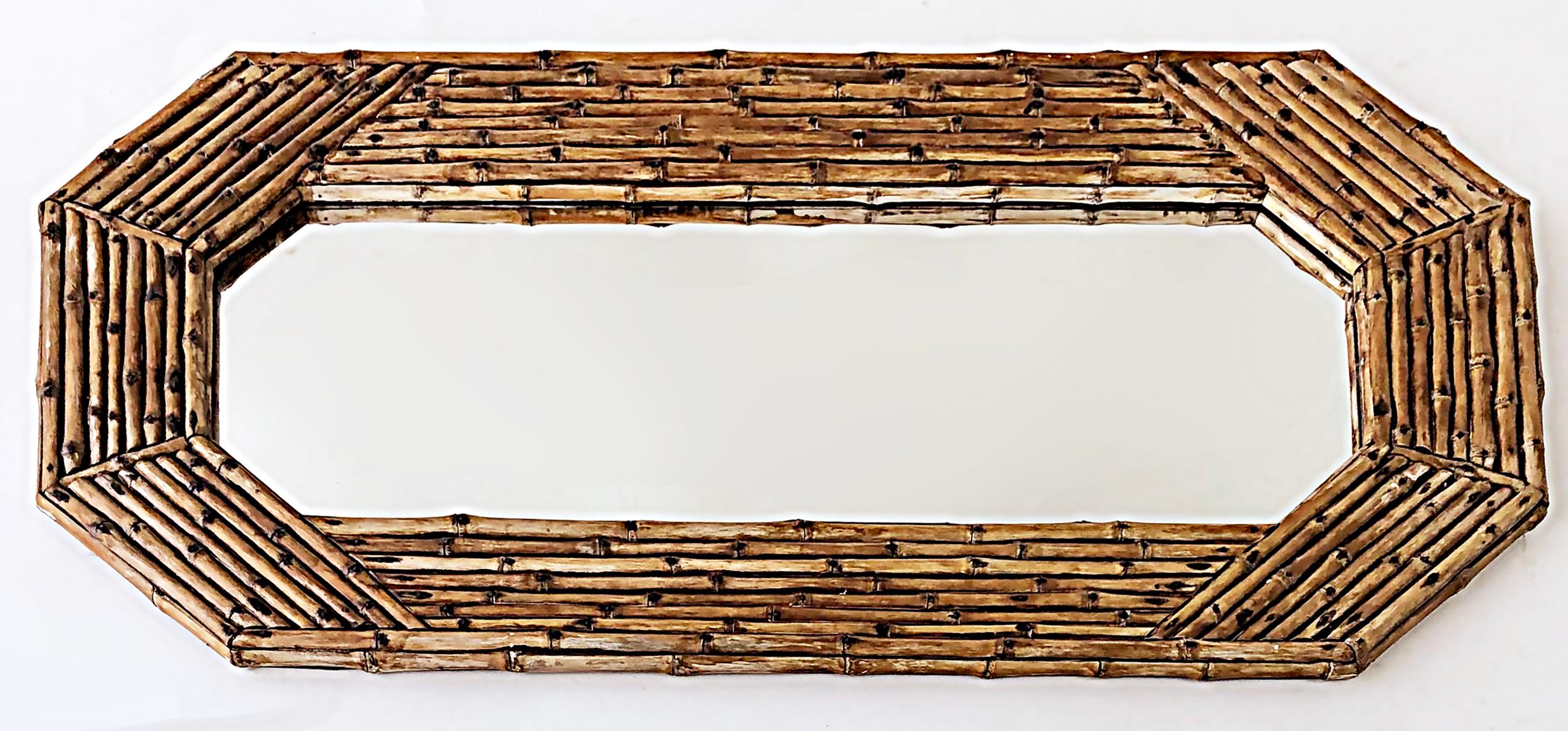Oval Bamboo Mirror with Canted Corners at 1stDibs | bamboo oval mirror