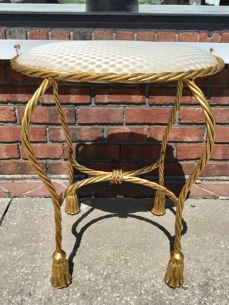 Oval Bench With Tassel Motif in Gold For Sale at 1stDibs