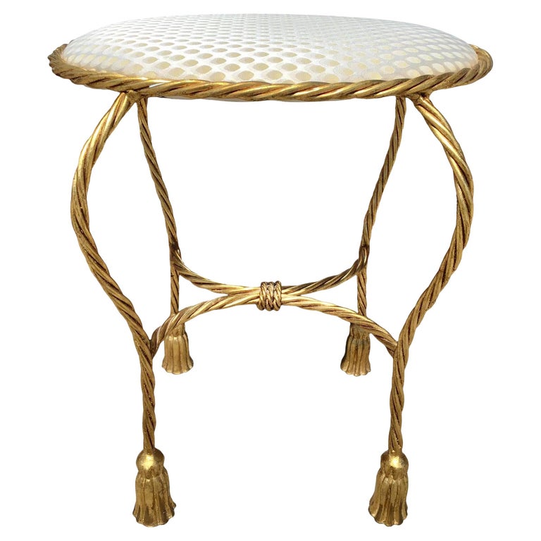 Oval Bench With Tassel Motif in Gold For Sale at 1stDibs