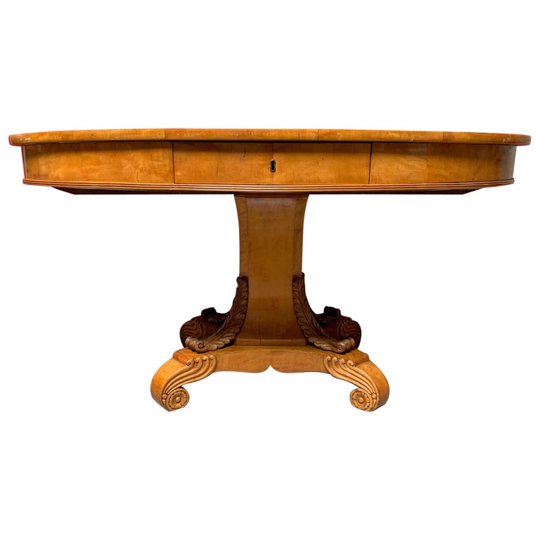 Oval Biedermeier Maple Library Table at 1stDibs