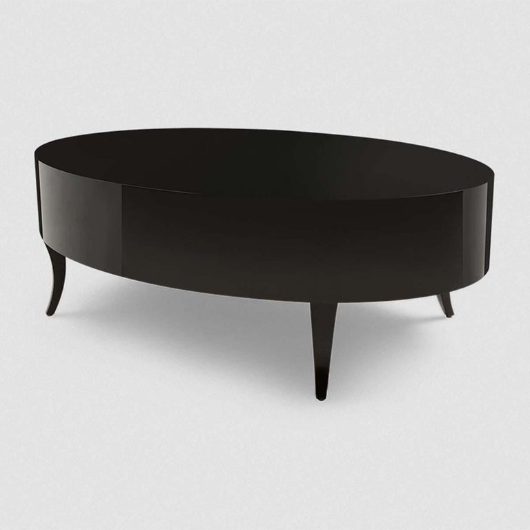 Oval Black Lak Coffee Table For Sale at 1stDibs | black oval coffee ...
