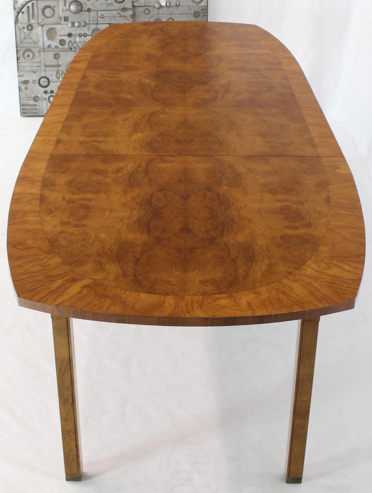 Oval Boat Shape Banded Burl Wood Dining Table with 2 Leaves Extensions ...