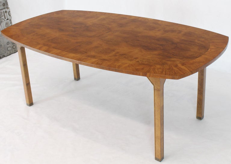 Oval Boat Shape Banded Burl Wood Dining Table with 2 Leaves Extensions ...