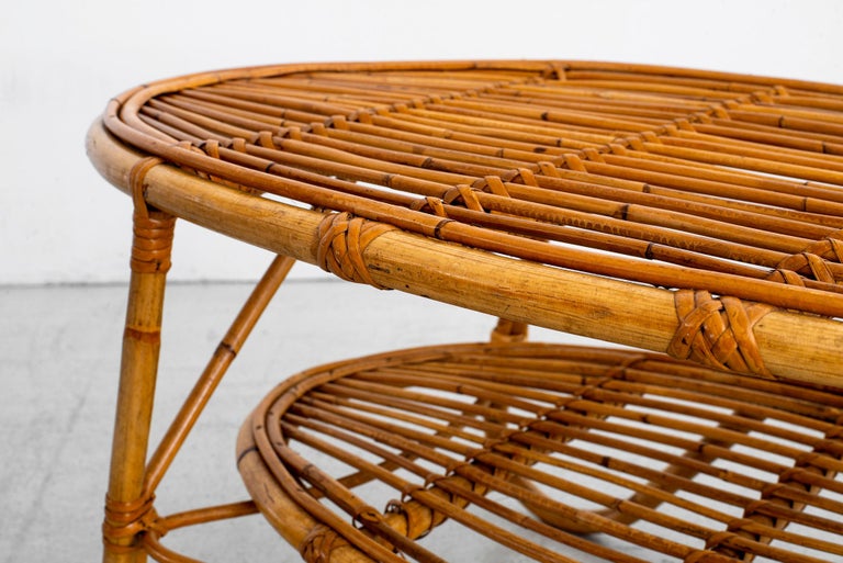 Oval Italian Rattan Coffee Table at 1stDibs