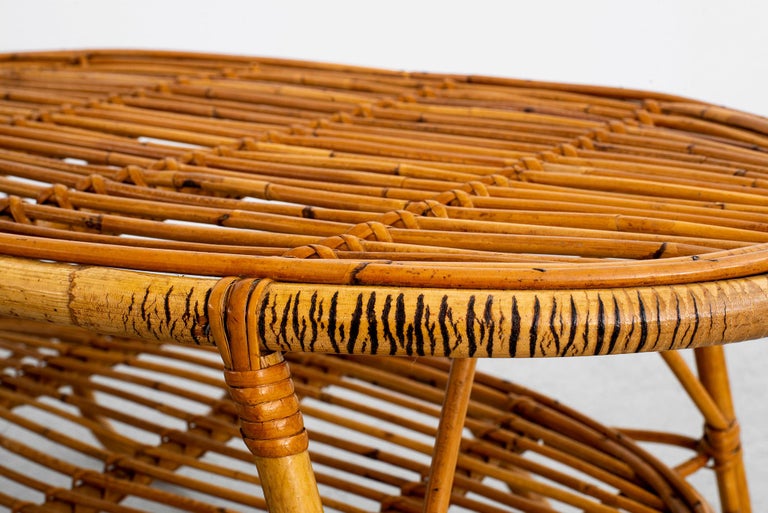 Oval Italian Rattan Coffee Table at 1stDibs